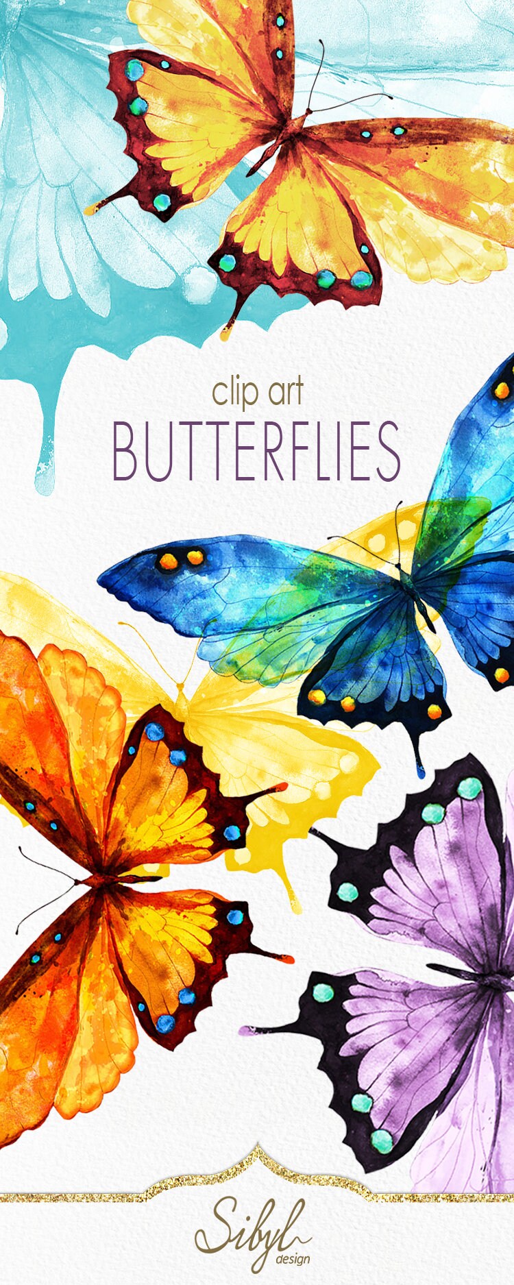 Watercolor Butterfly Clipart Painted Butterflies Clip Art | Etsy