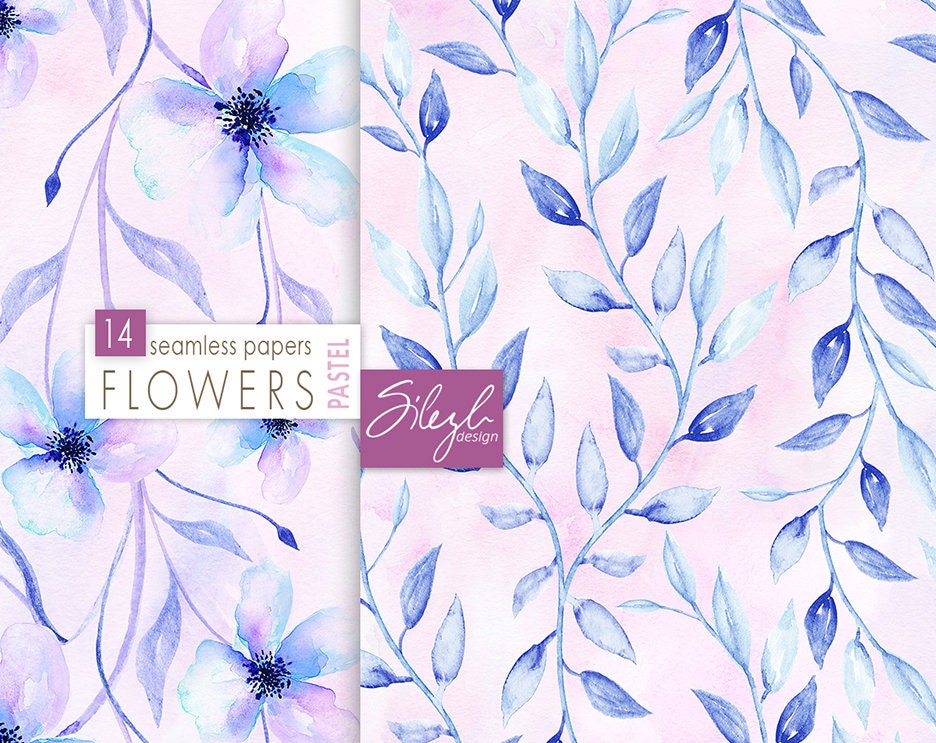 Digital Watercolor Floral Paper Pastel Flowers Digital Paper - Etsy