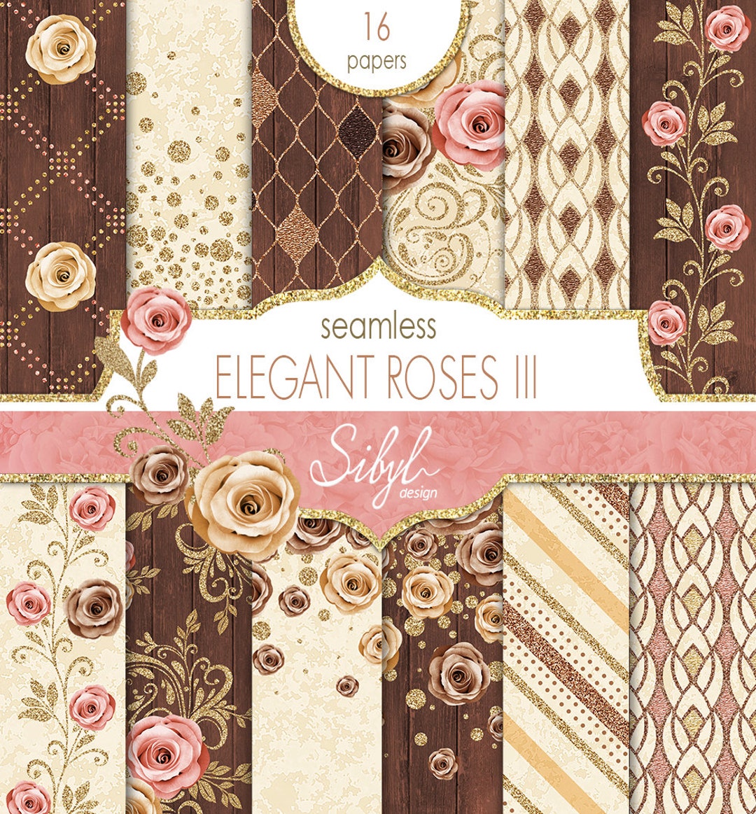 Seamless Floral Digital Paper, Autumn Roses Pattern, Digital Fall ...