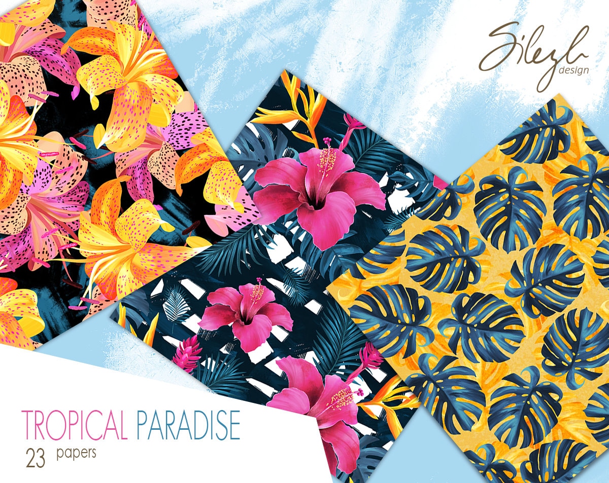 Tropical Digital Papers Exotic Summer Digital Papers - Etsy