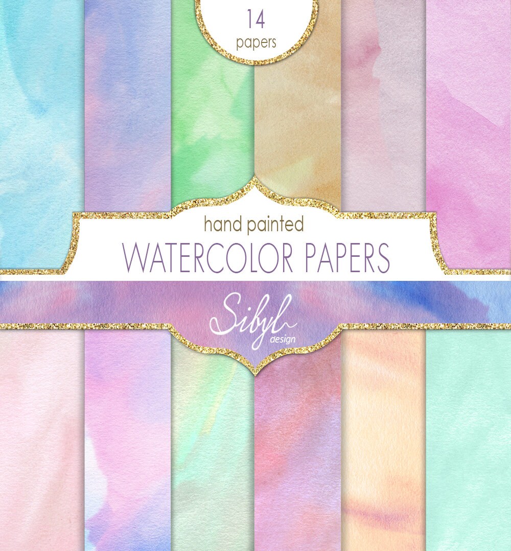 Digital Watercolor Scrapbook Paper Pastel Watercolor | Etsy