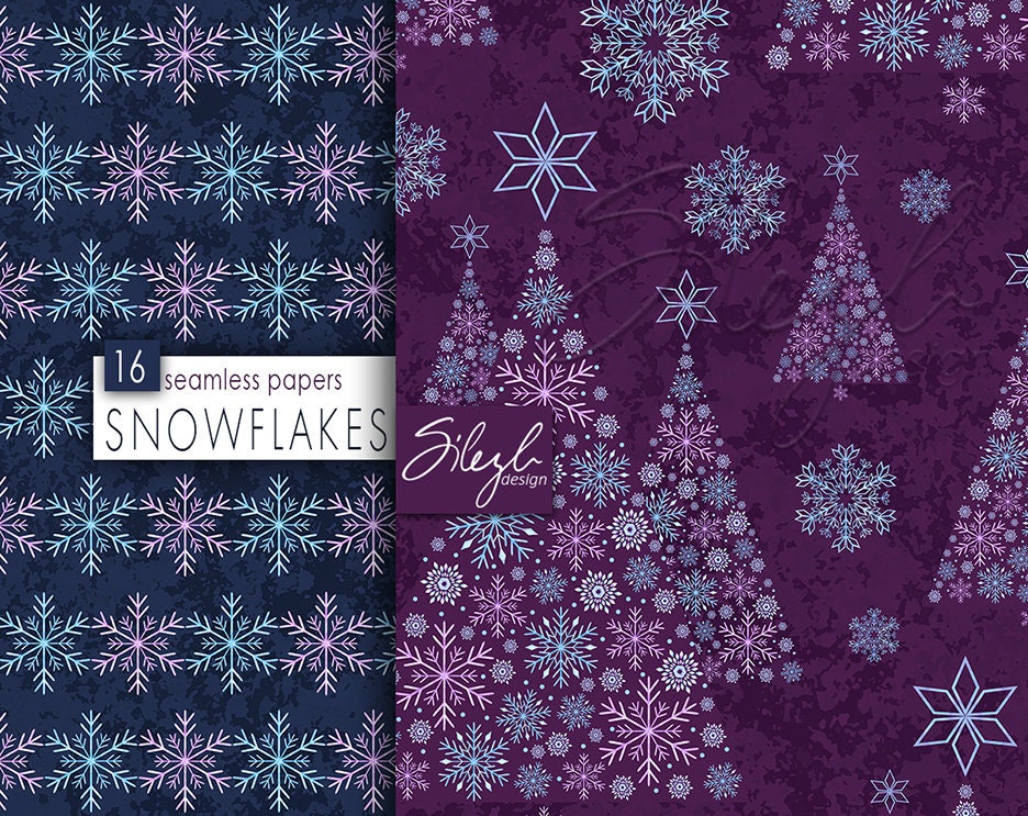 Watercolor Snowflakes Paper Pack SNOWFLAKES Digital Paper - Etsy