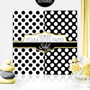 Black and White Polka Dots Digital Paper, Digital Black and White Polka ...