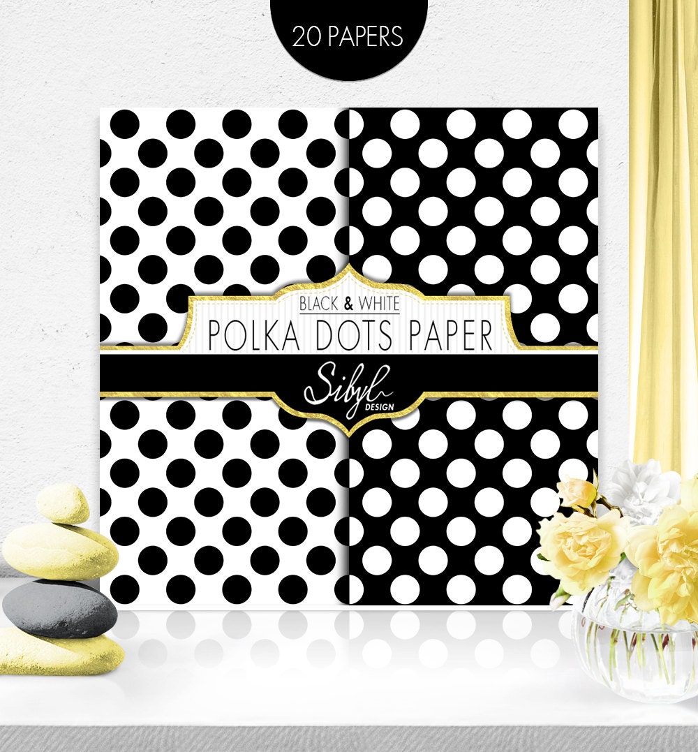 Black and White Polka Dots Digital Paper Digital Black and | Etsy