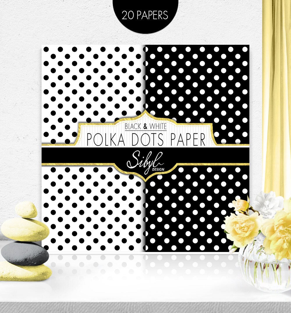 Black and White Polka Dots Digital Paper Digital Black and | Etsy