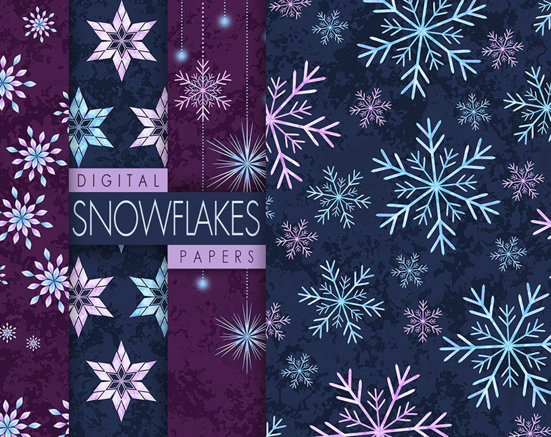 Watercolor Snowflakes Paper Pack, SNOWFLAKES Digital Paper, Snowflakes ...