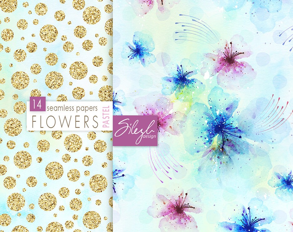 Digital Watercolor Floral Paper Pastel Flowers Digital Paper - Etsy