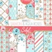 Floral Digital Paper, Salmon Pink and Aqua Roses Seamless Pattern ...