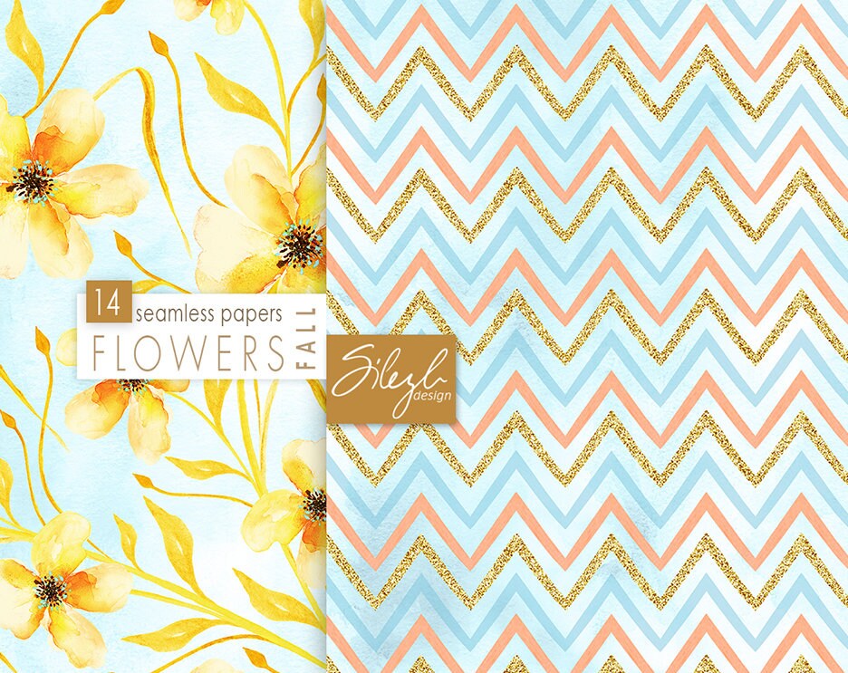 Digital Watercolor Floral Paper Fall Flowers Paper Pack - Etsy