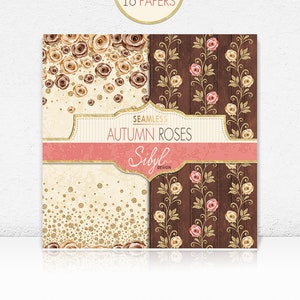 Seamless Floral Digital Paper, Autumn Roses Pattern, Digital Fall ...