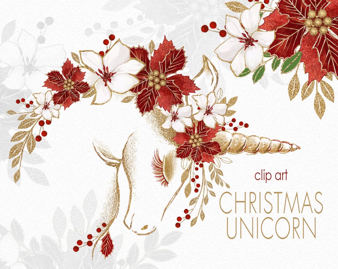 Christmas Unicorn Clipart, Magical Unicorn Clip Art, Holidays Unicorn ...
