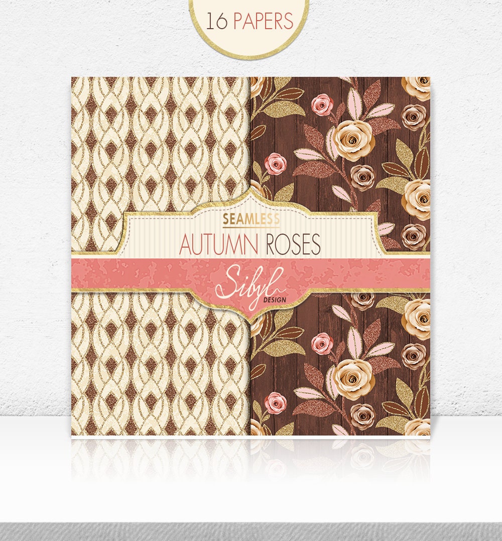 Seamless Floral Digital Paper Autumn Roses Pattern Digital | Etsy