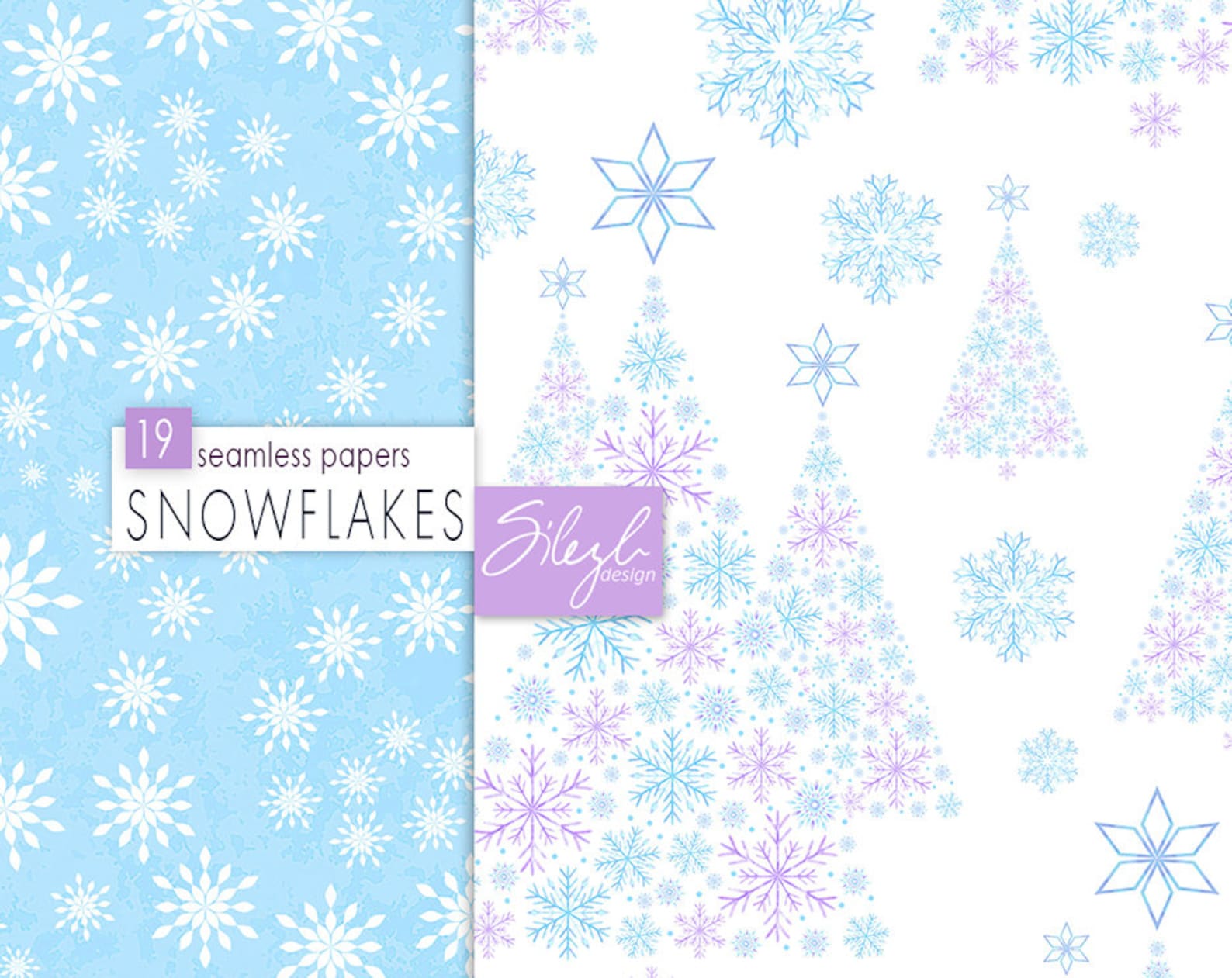 Watercolor Snowflakes Papers Digital Snowflakes Paper - Etsy