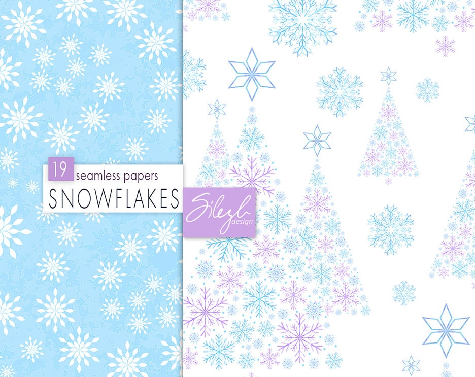 Watercolor Snowflakes Papers Digital Snowflakes Paper - Etsy