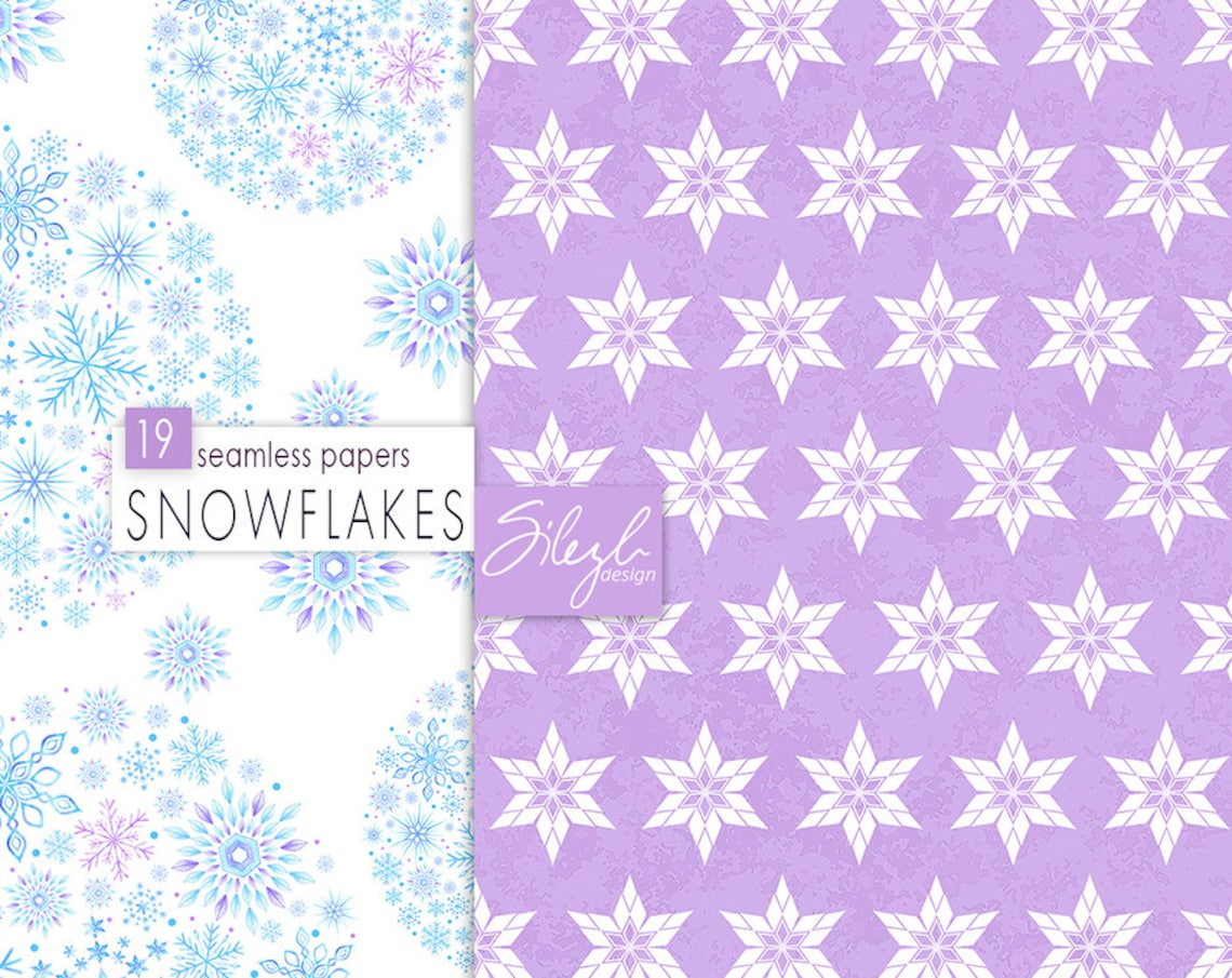Watercolor Snowflakes Papers Digital Snowflakes Paper - Etsy