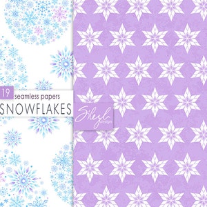 Watercolor Snowflakes Papers, Digital Snowflakes Paper, Snowflakes ...