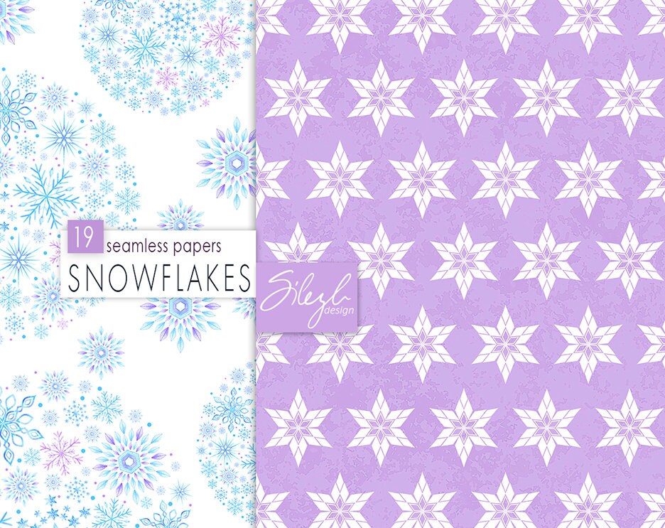 Watercolor Snowflakes Papers Digital Snowflakes Paper - Etsy