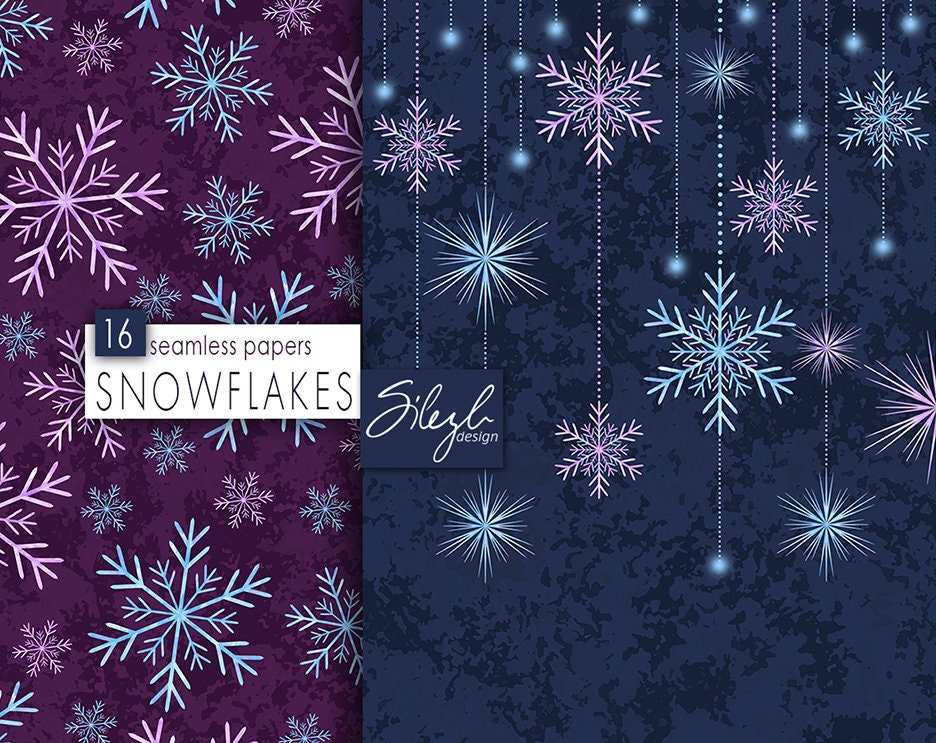 Watercolor Snowflakes Paper Pack SNOWFLAKES Digital Paper - Etsy