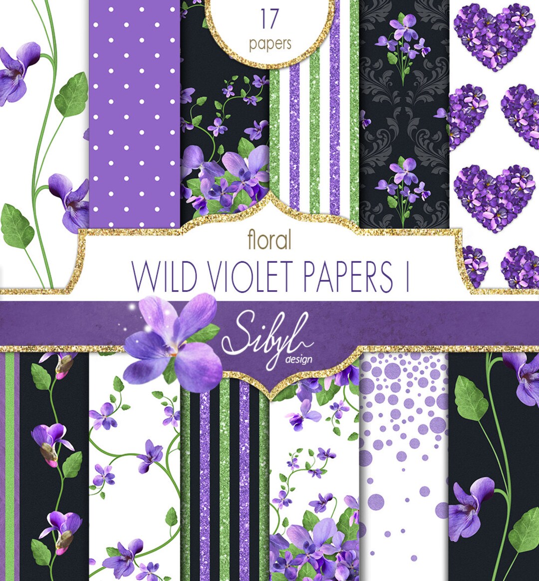 Spring Floral Digital Papers, Violet Flower Digital Paper, Purple ...