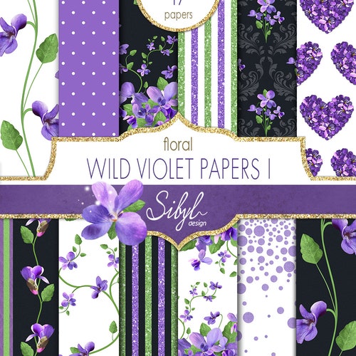 Spring Floral Digital Clipart Purple Violet Flower Clip Art - Etsy