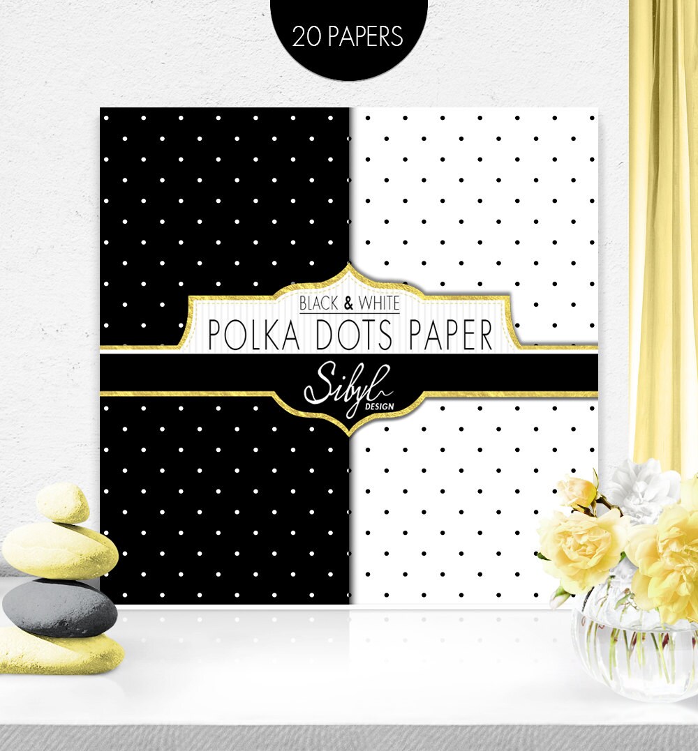 Black and White Polka Dots Digital Paper Digital Black and | Etsy