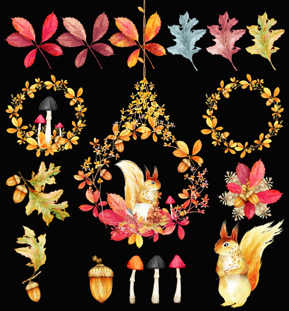 Fall Digital Clip Art Fall Watercolor Clip art Autumn Clip | Etsy