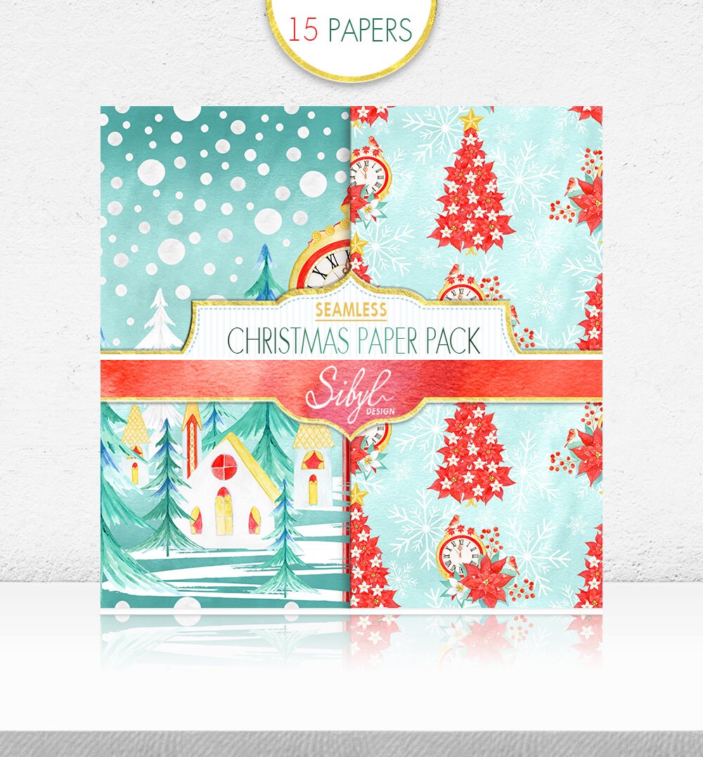 Christmas Digital Paper Watercolor Christmas Seamless Paper - Etsy