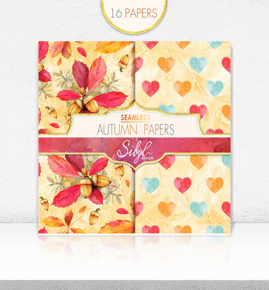 Digital Fall Paper Pack, Watercolor Autumn Seamless Pattern, Hand ...