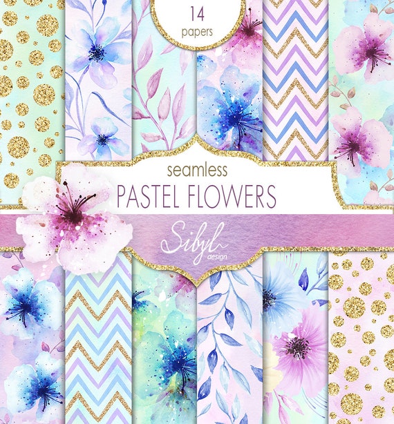 Papercraft Paper, Party & Kids Pastel flora Digital Paper Greenery ...