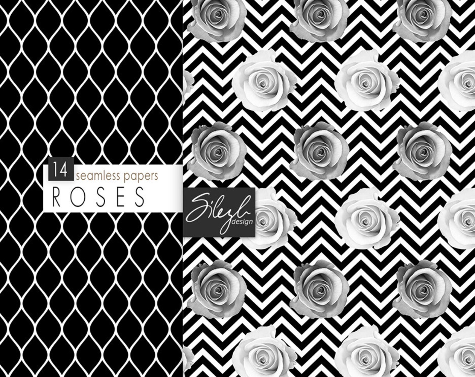 Seamless Floral Digital Paper Shabby Chic Black and White - Etsy