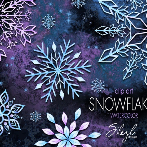 Digital Christmas Clipart Watercolor Snowflakes Clipart - Etsy