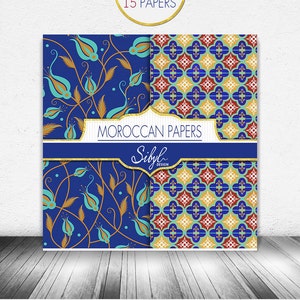 Geometric Digital Paper, Digital Ethnic Moroccan Patterns, Mosaic ...