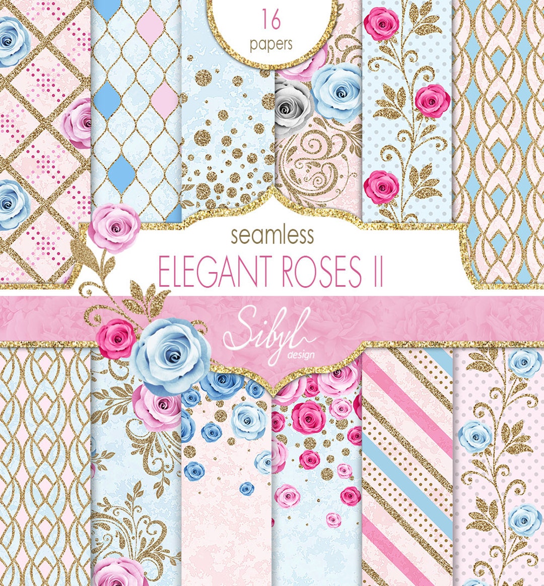 Seamless Floral Digital Paper, Pink Roses Pattern, Digital Wedding ...