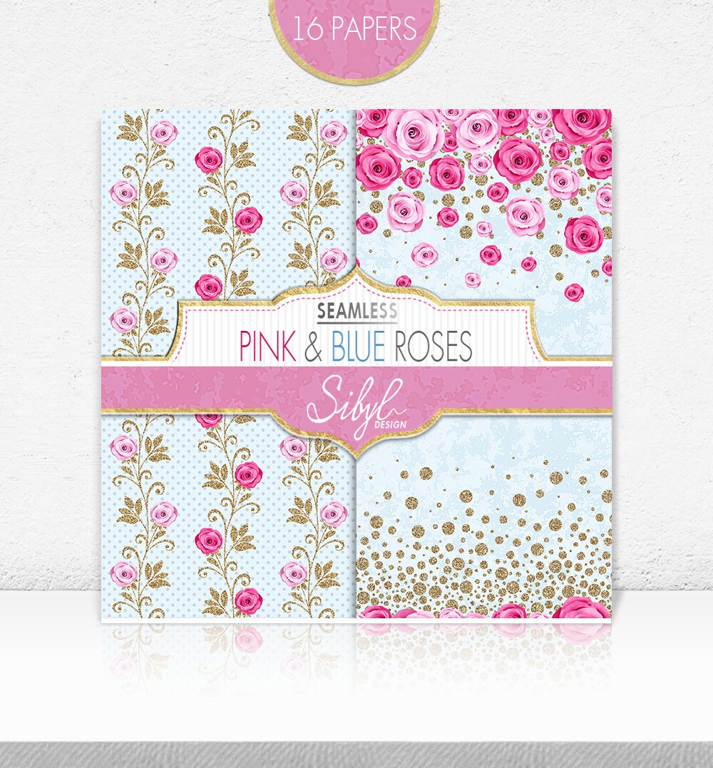 Seamless Floral Digital Paper Pink Roses Pattern Digital - Etsy