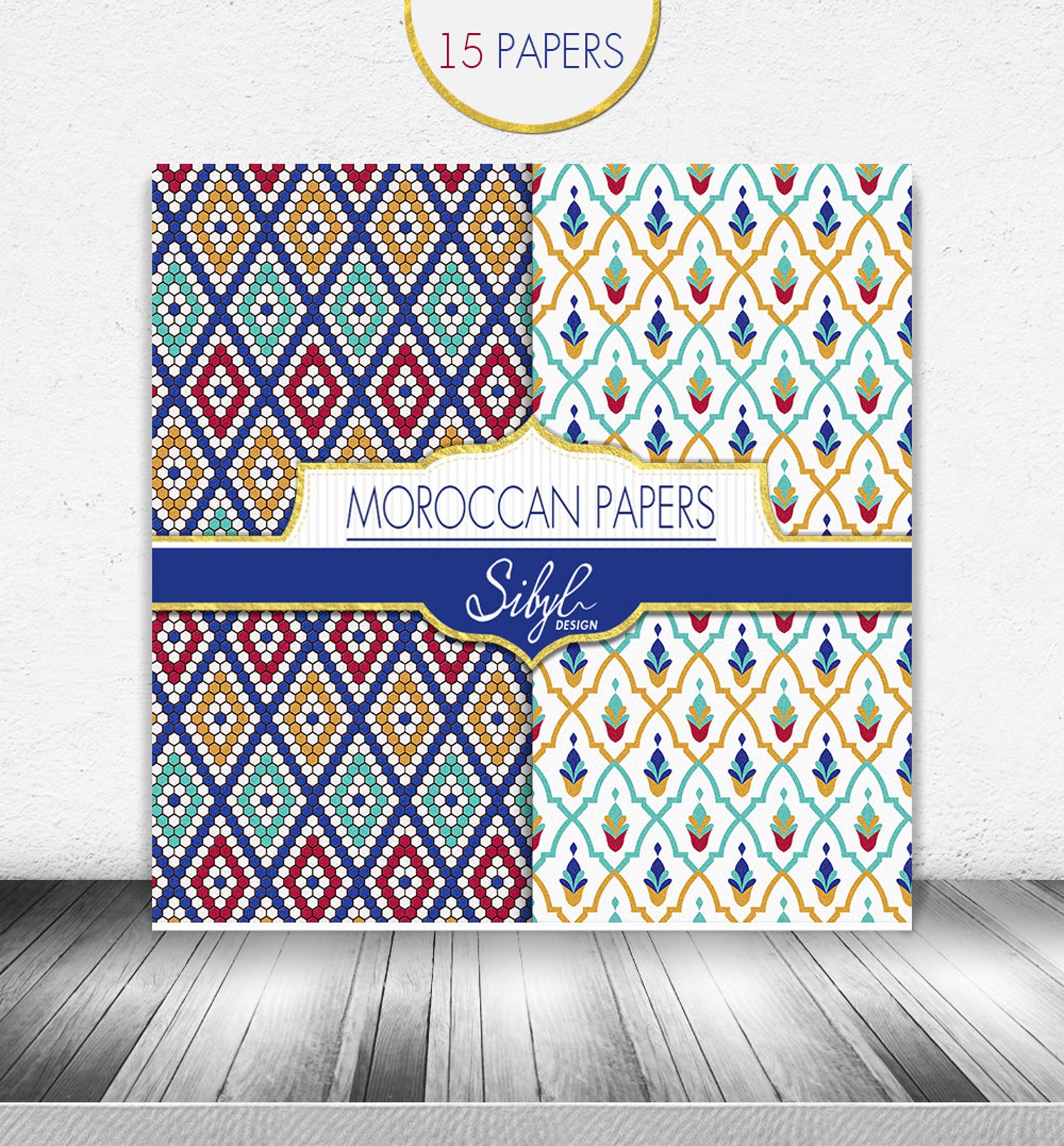 Geometric Digital Paper, Digital Ethnic Moroccan Patterns, Mosaic ...