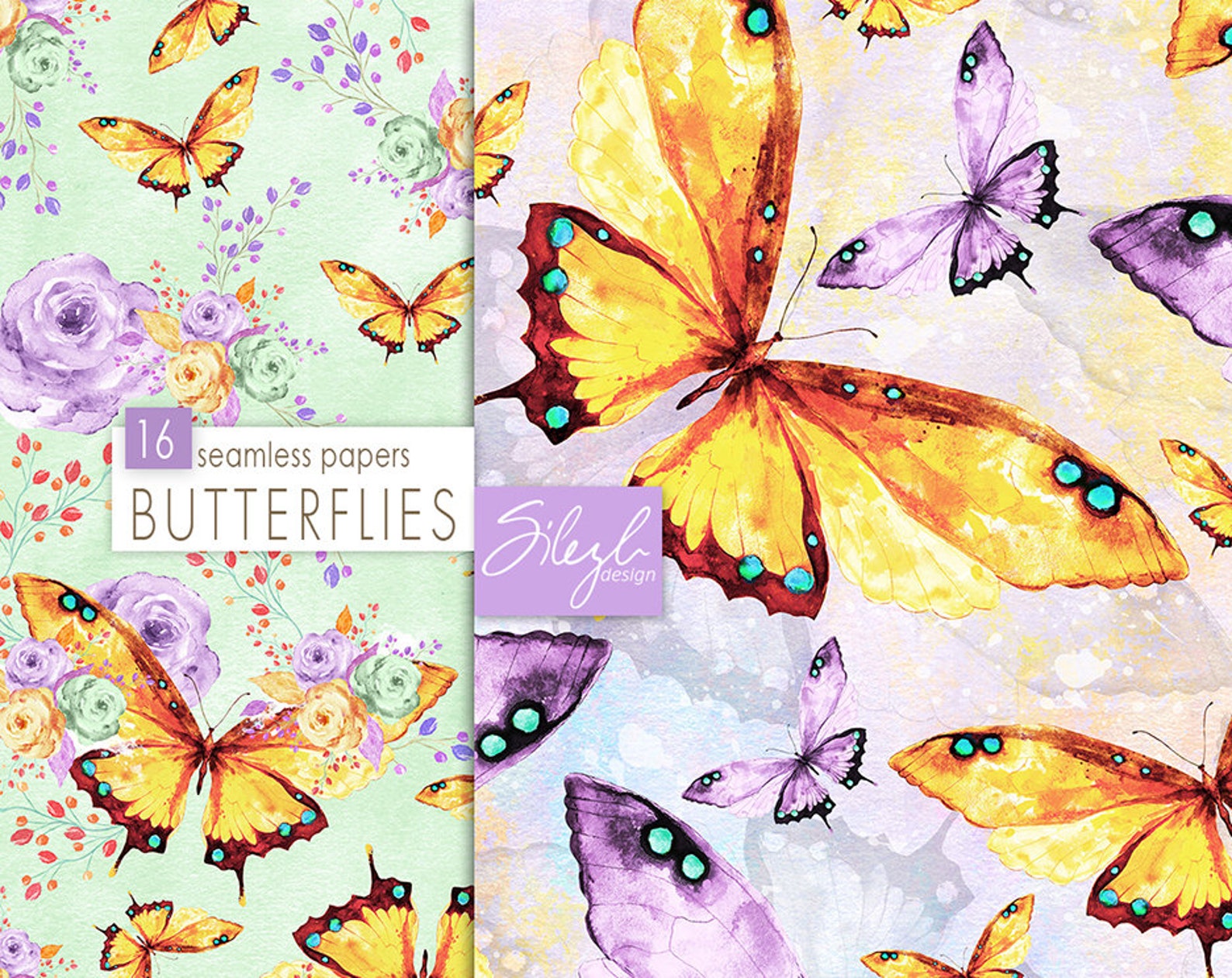 Seamless Butterflies Papers Watercolor Butterfly Paper - Etsy