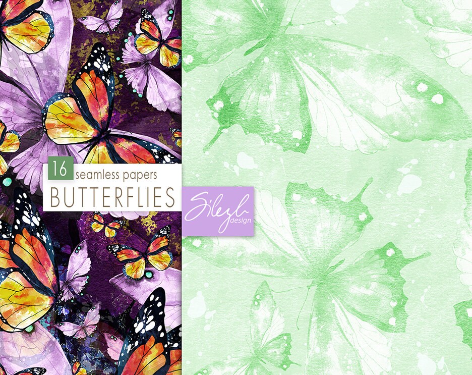 Seamless Butterflies Papers Watercolor Butterfly Paper - Etsy