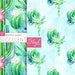 Digital Cactus Paper, Watercolor Succulent Papers, Seamless Cactus ...