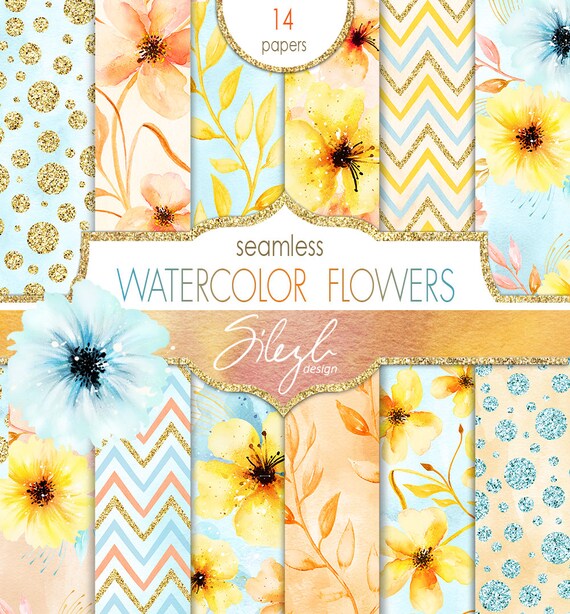 Digital Watercolor Floral Paper Fall Flowers Paper Pack - Etsy
