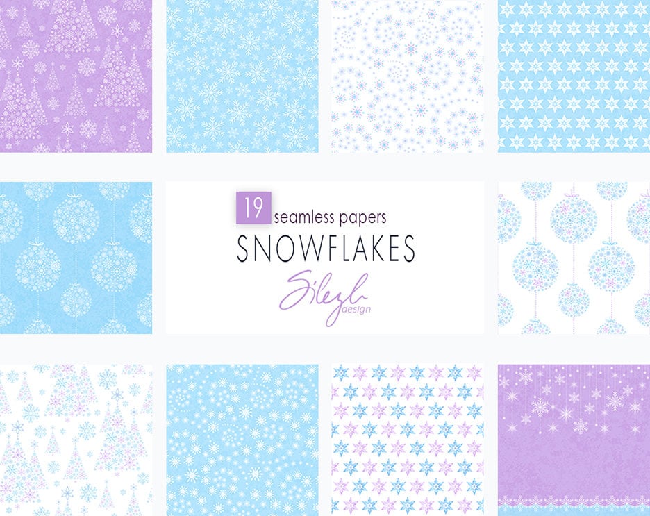 Watercolor Snowflakes Papers Digital Snowflakes Paper - Etsy