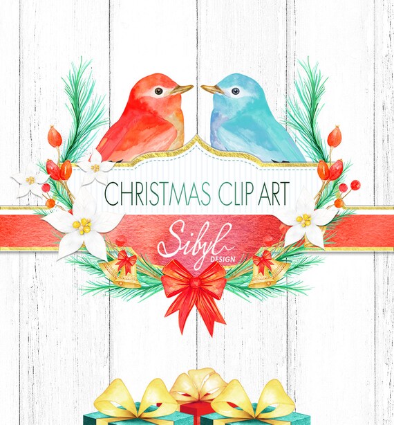 Watercolor Christmas Clipart Hand Painted Winter Clipart - Etsy