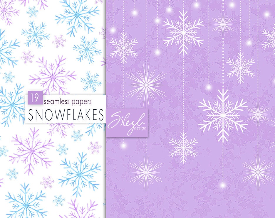 Watercolor Snowflakes Papers Digital Snowflakes Paper - Etsy