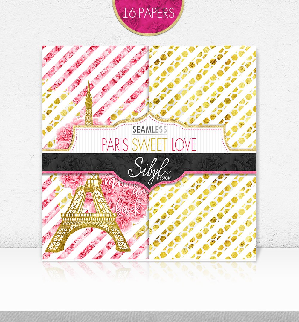 Seamless Valentine Digital Papers, Watercolor Romantic Paper, Love ...