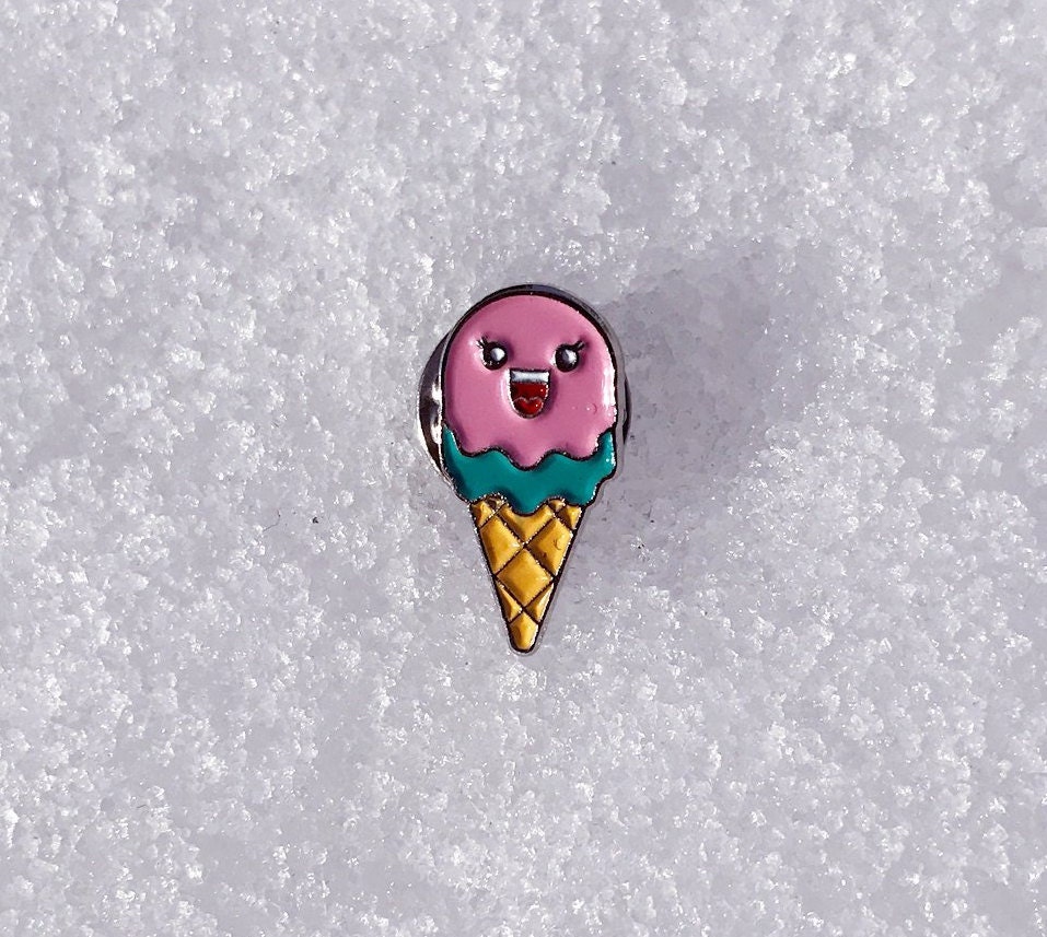 Ice cream enamel pin Ice cream brooch | Etsy