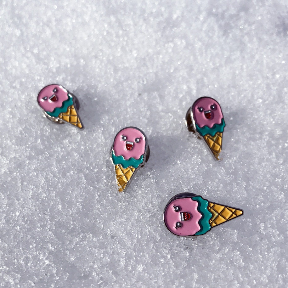 Ice cream enamel pin Ice cream brooch | Etsy