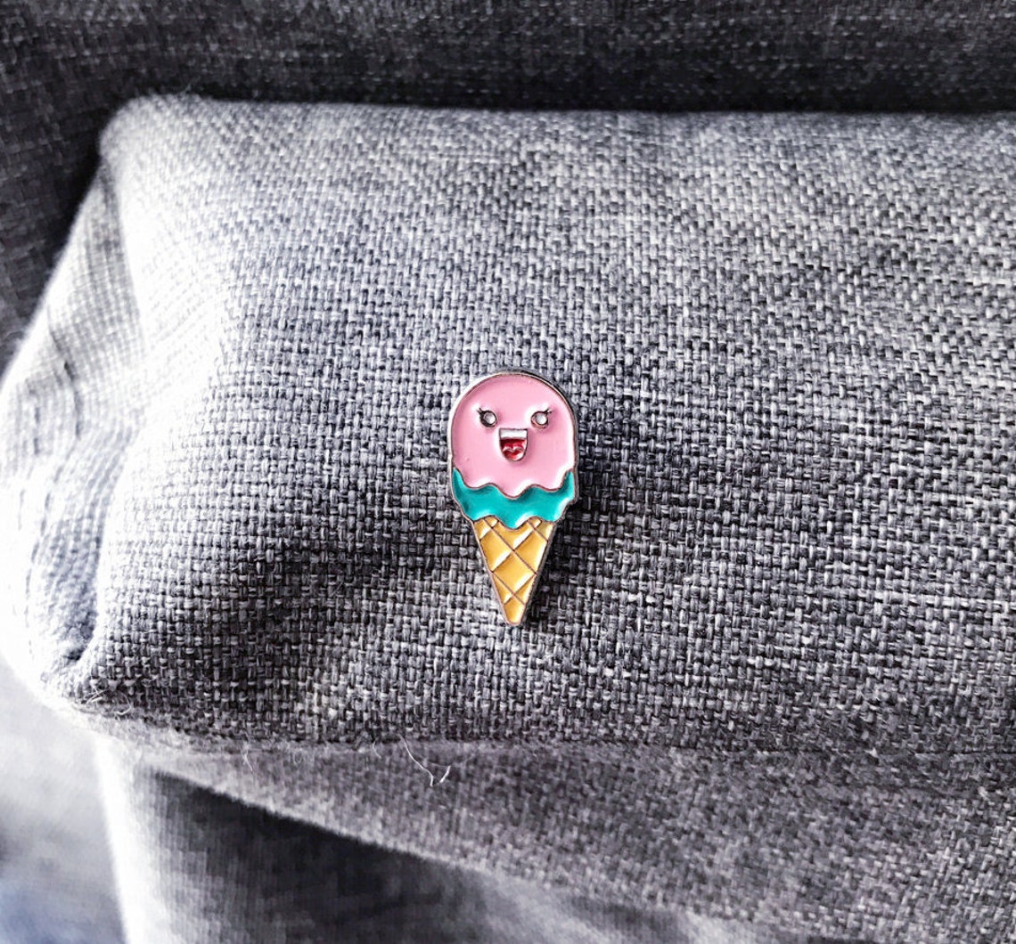 Ice Cream Enamel Pin - Ice Cream Brooch - Etsy