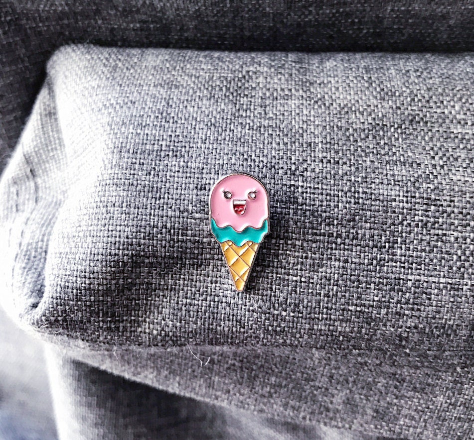 Ice cream enamel pin Ice cream brooch | Etsy