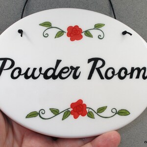 Powder Room Sign, Hand Painted Sign, Toilet Sign, Hanging Bath Sign ...
