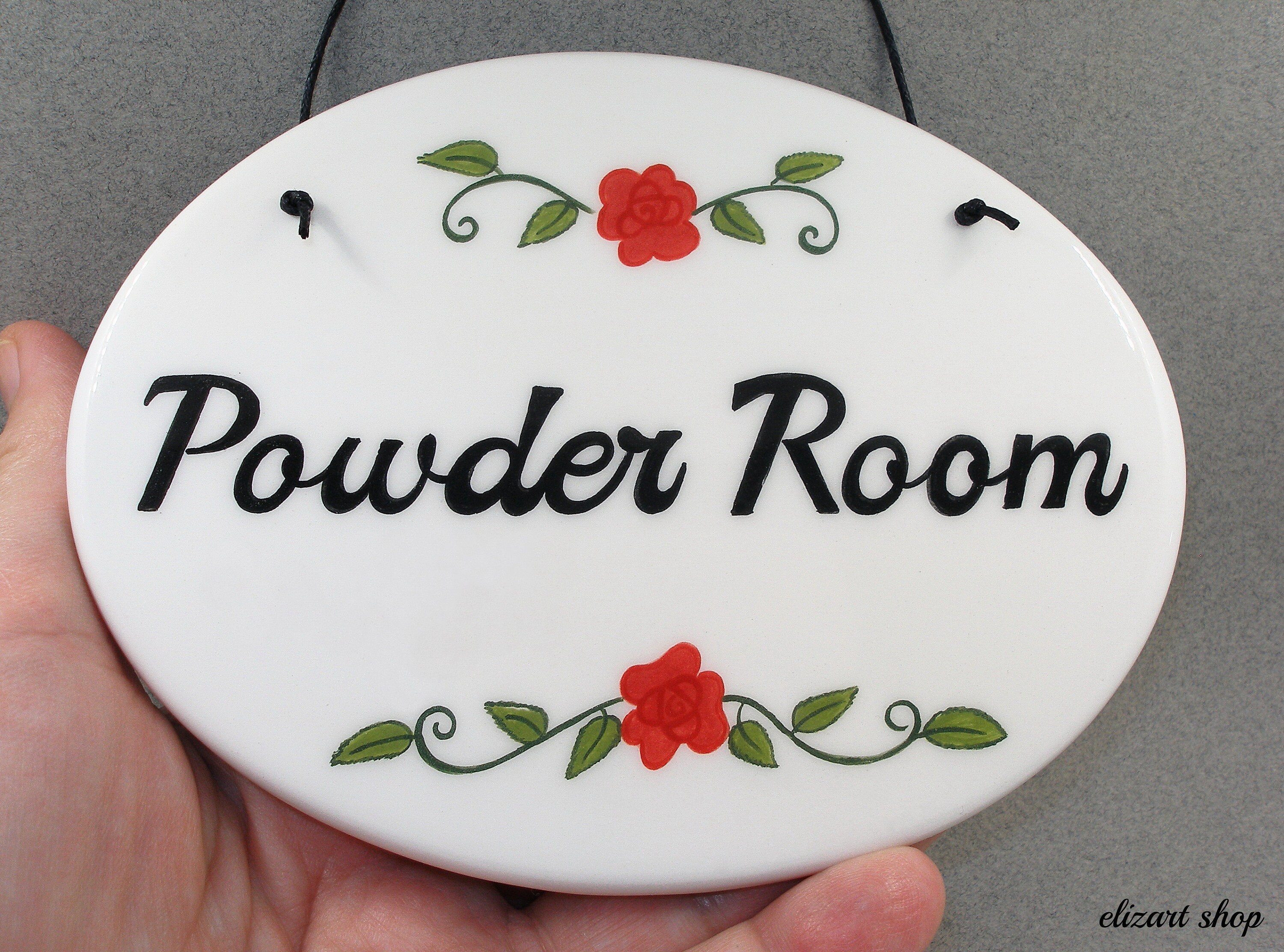 Powder Room Sign Hand Painted Sign Toilet Sign Hanging Bath - Etsy