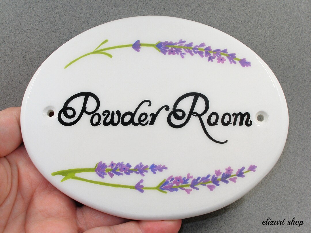 Powder Room Sign Hand Painted Sign Ceramic Sign Toilet Door - Etsy